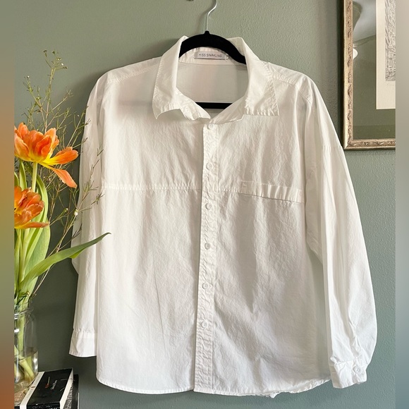 Miss Sparkling | Tops | Boxy Oversized White Button Down | Poshmark